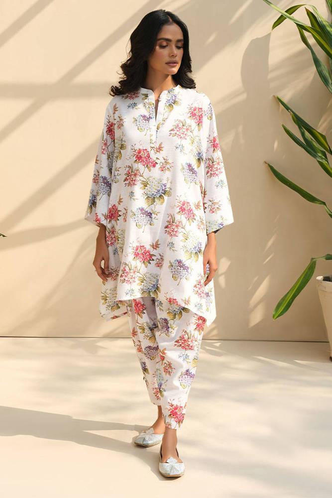 Blue Floral Printed Set Khadar | Farida Hasan